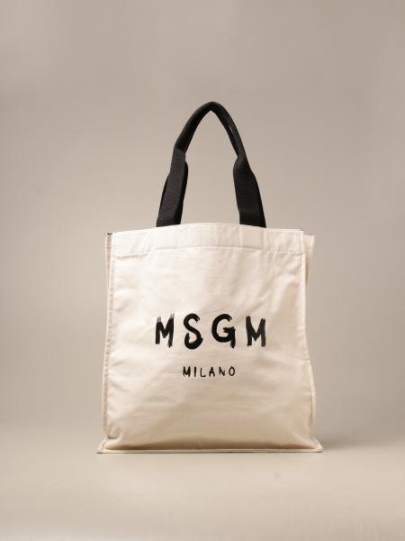 MSGM: Borsa a mano in canvas | Borse Tote Msgm Donna Beige | Borse Tote ...