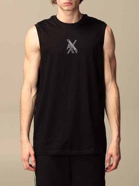 ARMANI EXCHANGE: tank top with AX logo - Black | T-Shirt Armani ...