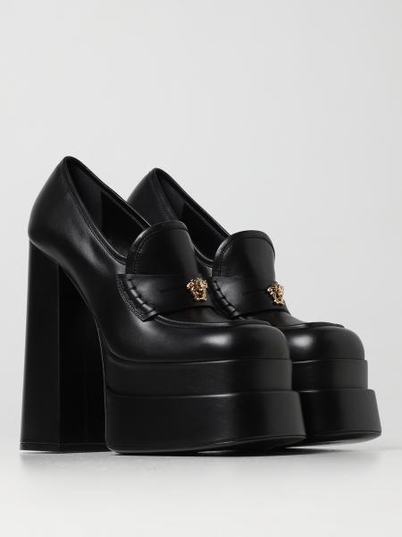 VERSACE: Pumps Juno in pelle - Nero | Scarpe Con Tacco Versace ...