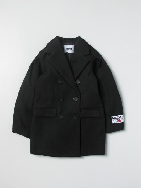 MSGM KIDS: coat for girls - Black | Msgm Kids coat MS029142 online at ...