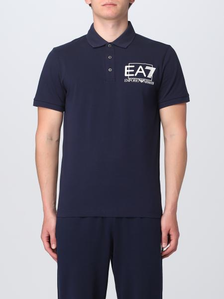EA7: polo shirt for man - Blue 1 | Ea7 polo shirt 3RPF16PJ03Z online on ...