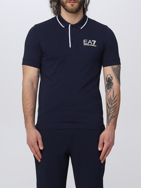 EA7: polo shirt for man - Blue | Ea7 polo shirt 3RPF17PJ03Z online on ...