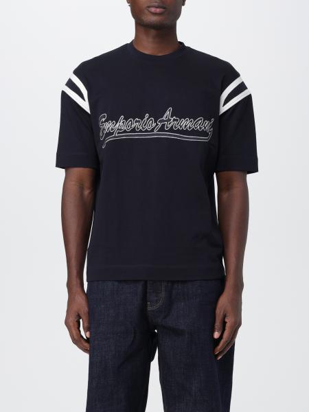 Emporio Armani Cotton T Shirt With Logo Blue Emporio Armani T