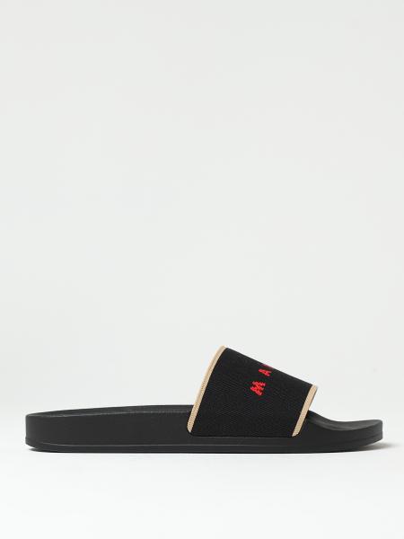 MARNI: slides in jacquard fabric and rubber - Black | Marni sandals ...