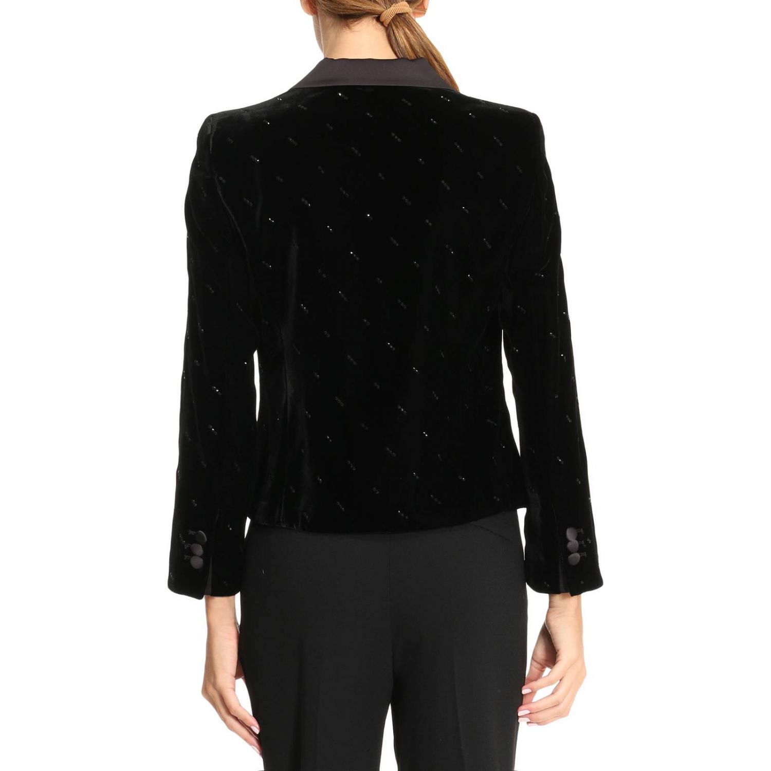 Armani Collezioni Outlet: Giacca destrutturata in velluto e raso con ... Armani Collezioni Outlet: Giacca destrutturata in velluto e raso con ...