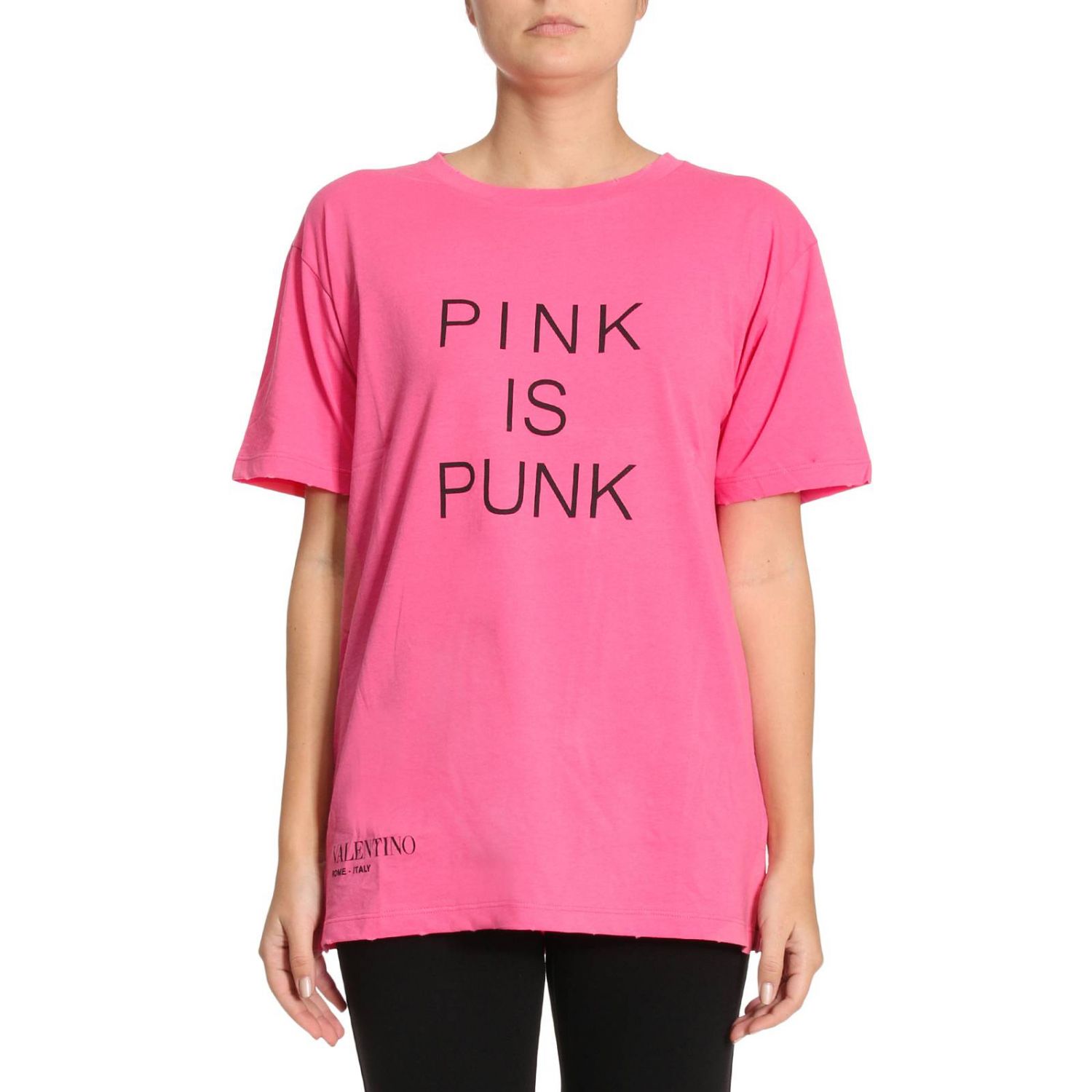 Valentino Outlet T Shirt A Manica Corta In Puro Cotone Con Maxi