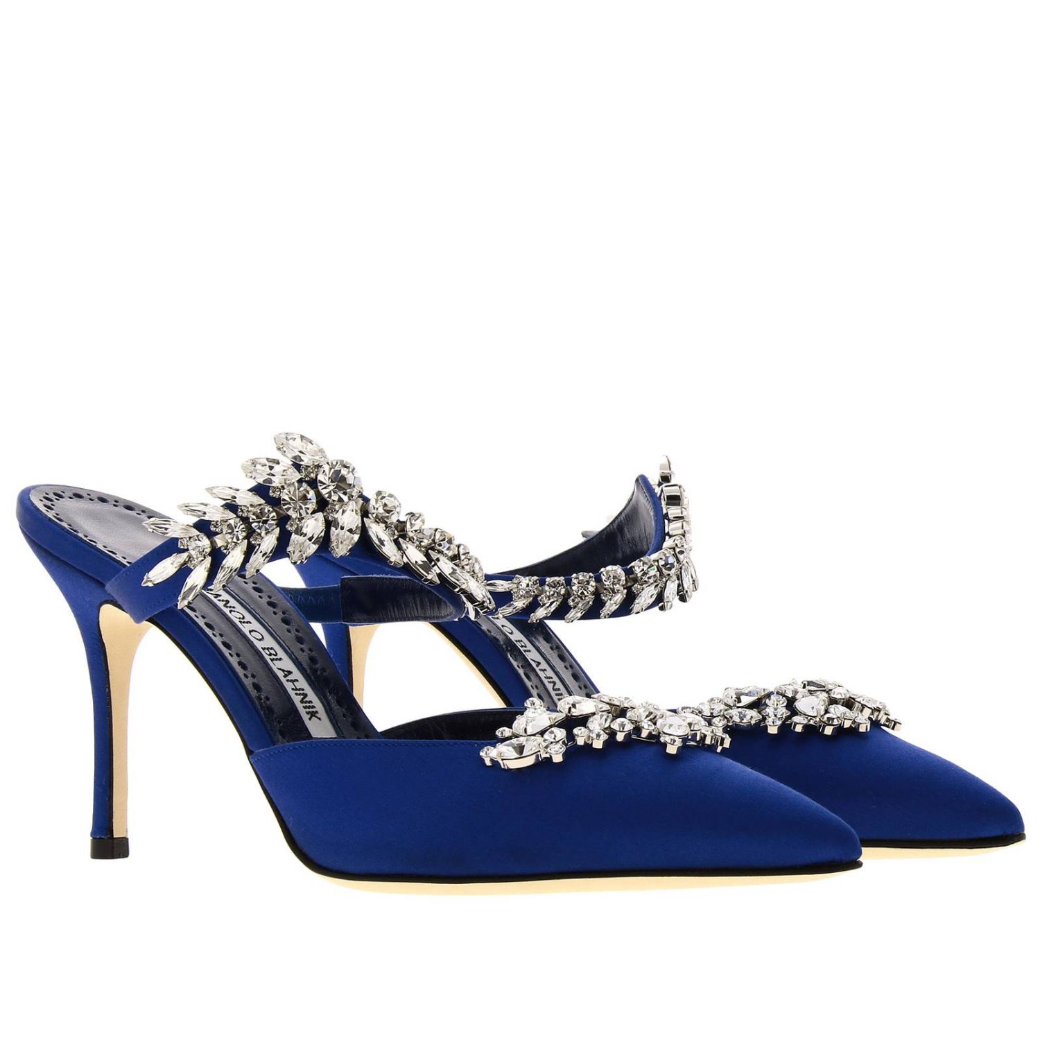 Manolo Blahnik Dekolleté M Lorum Aus Satin Mit Maxikristallen Royal