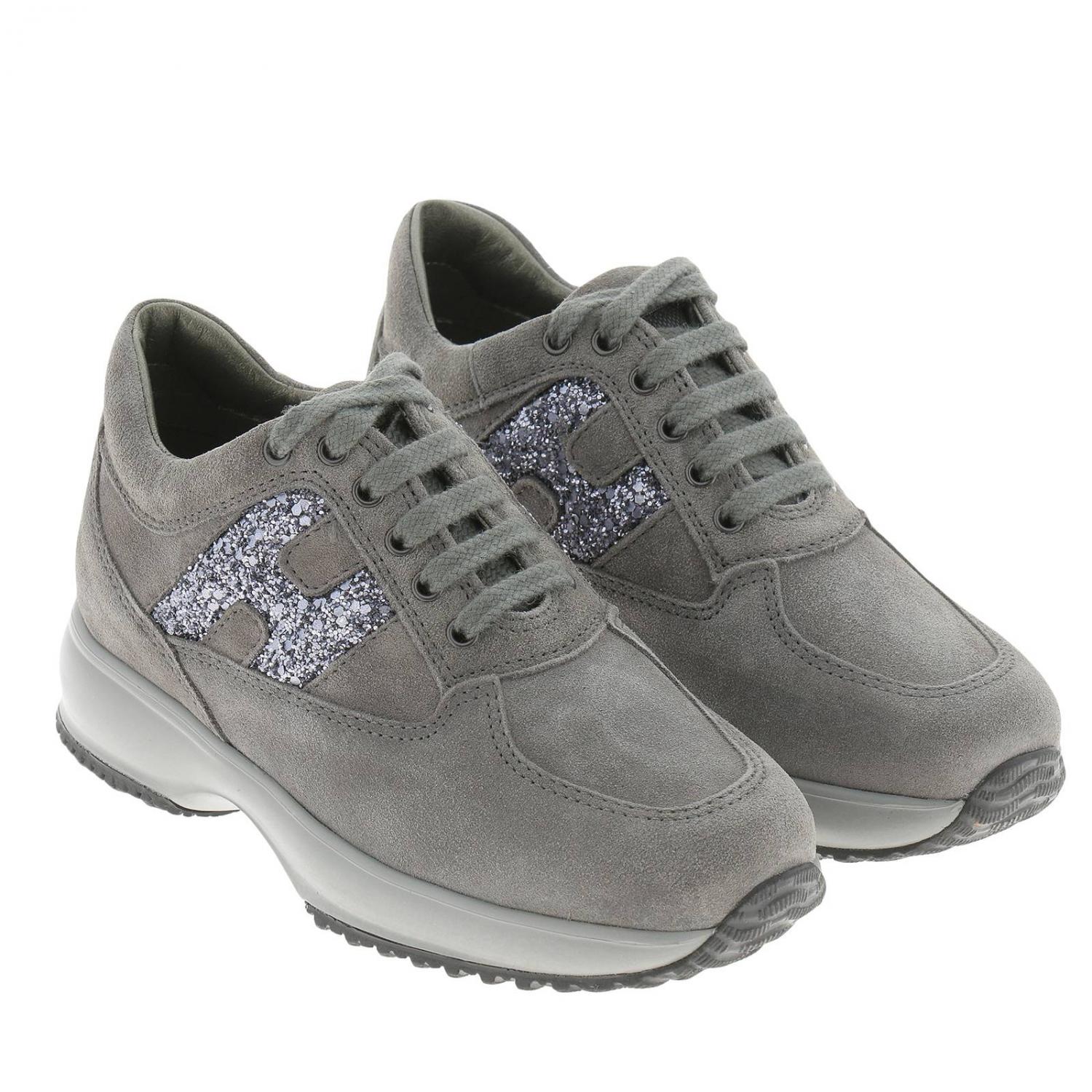 HOGAN: Sneakers Interactive in camoscio con H glitter - Piombo | Scarpe ...