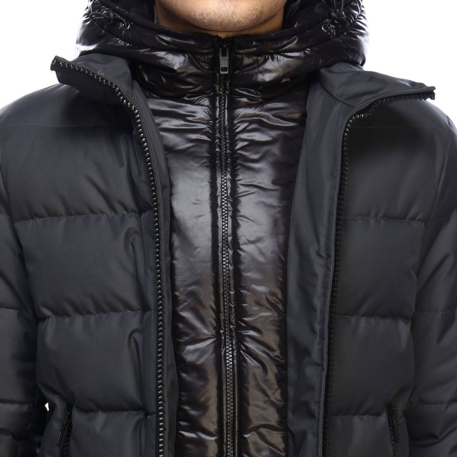 FAY: Piumino Nathan in nylon impermeabile con pettorina bimateriale ... FAY: Piumino Nathan in nylon impermeabile con pettorina bimateriale ...