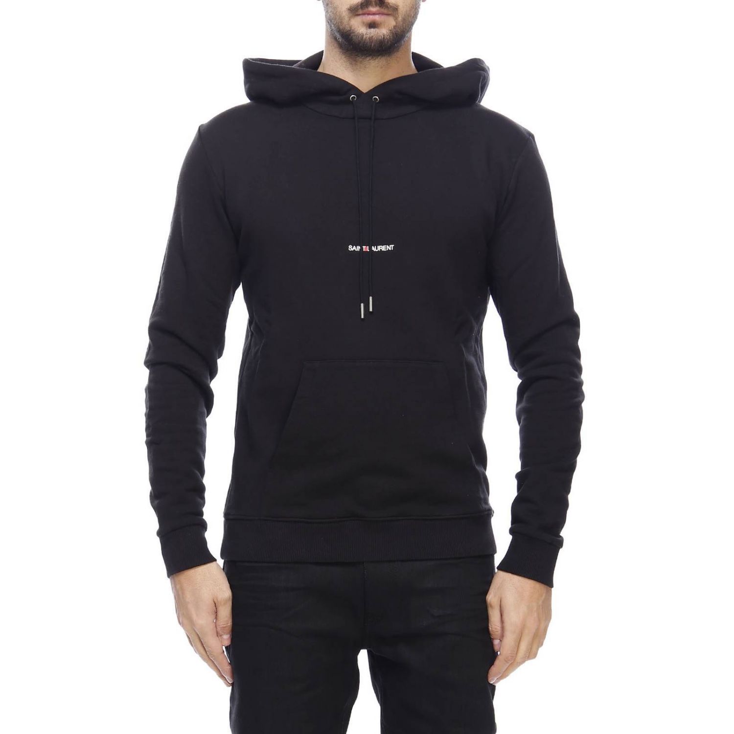 Saint Laurent Outlet: Felpa basic con cappuccio e micro stampa - Nero ... Saint Laurent Outlet: Felpa basic con cappuccio e micro stampa - Nero ...