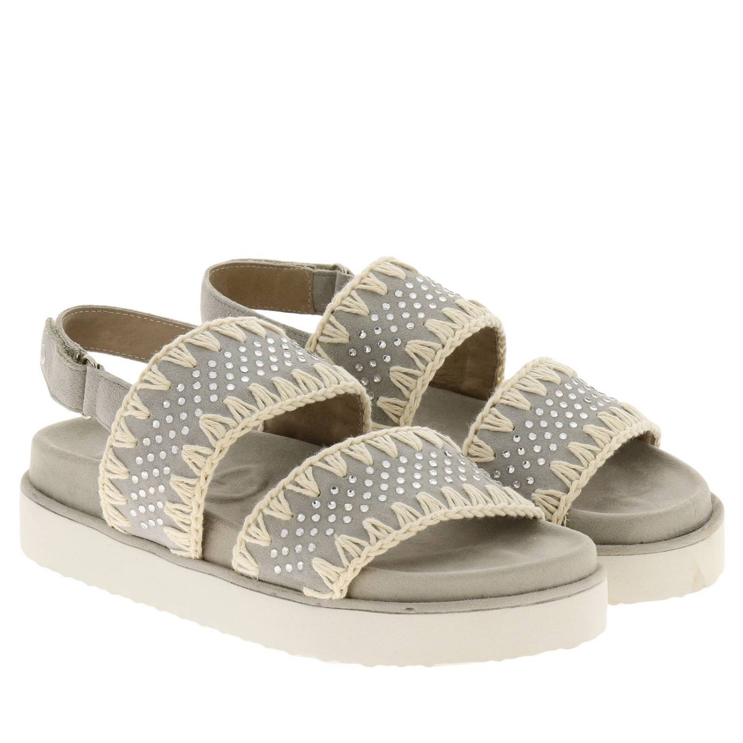 Mou Outlet: Shoes women - Grey | Flat Sandals Mou BIO SANDAL 2 STRAPS ...