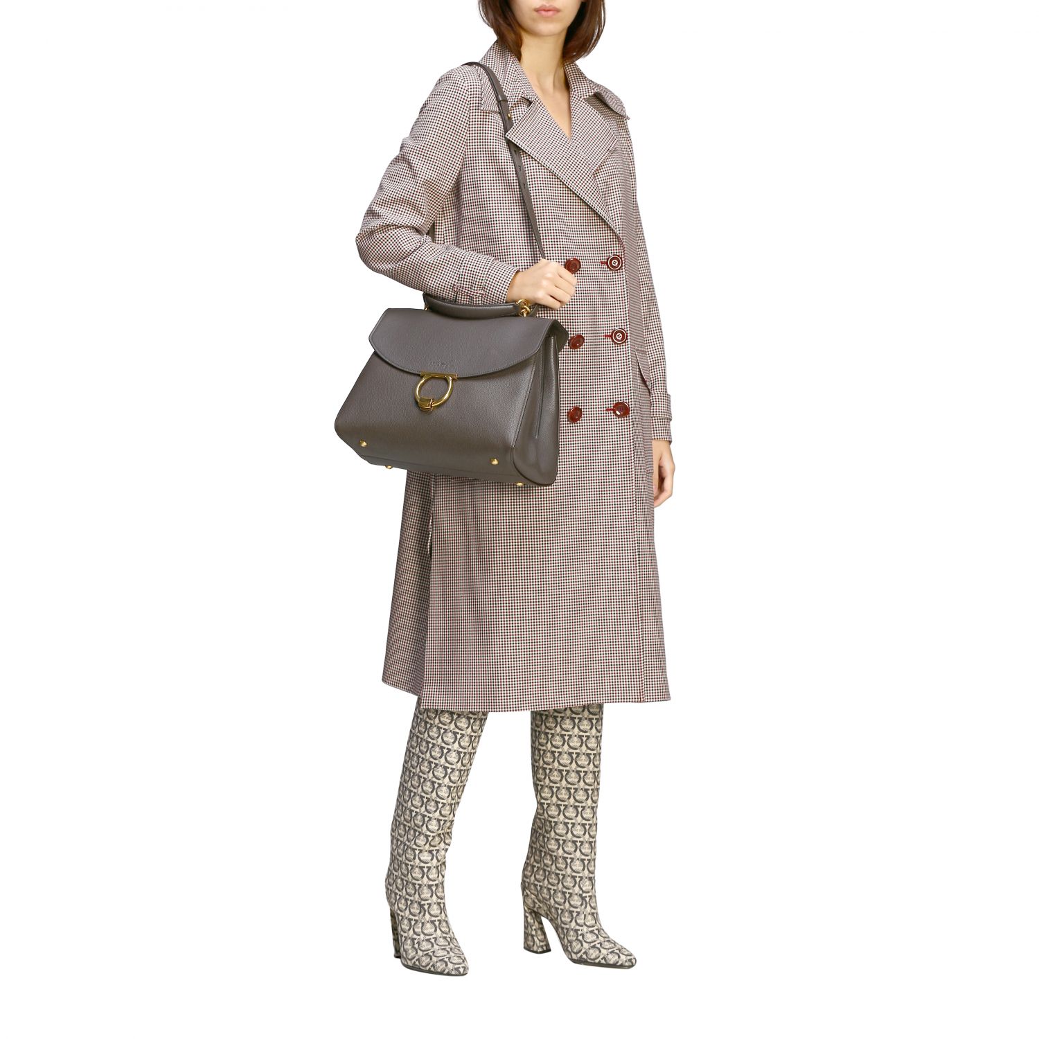 Salvatore Ferragamo Outlet: Gancini soft sail genuine hammered leather ...