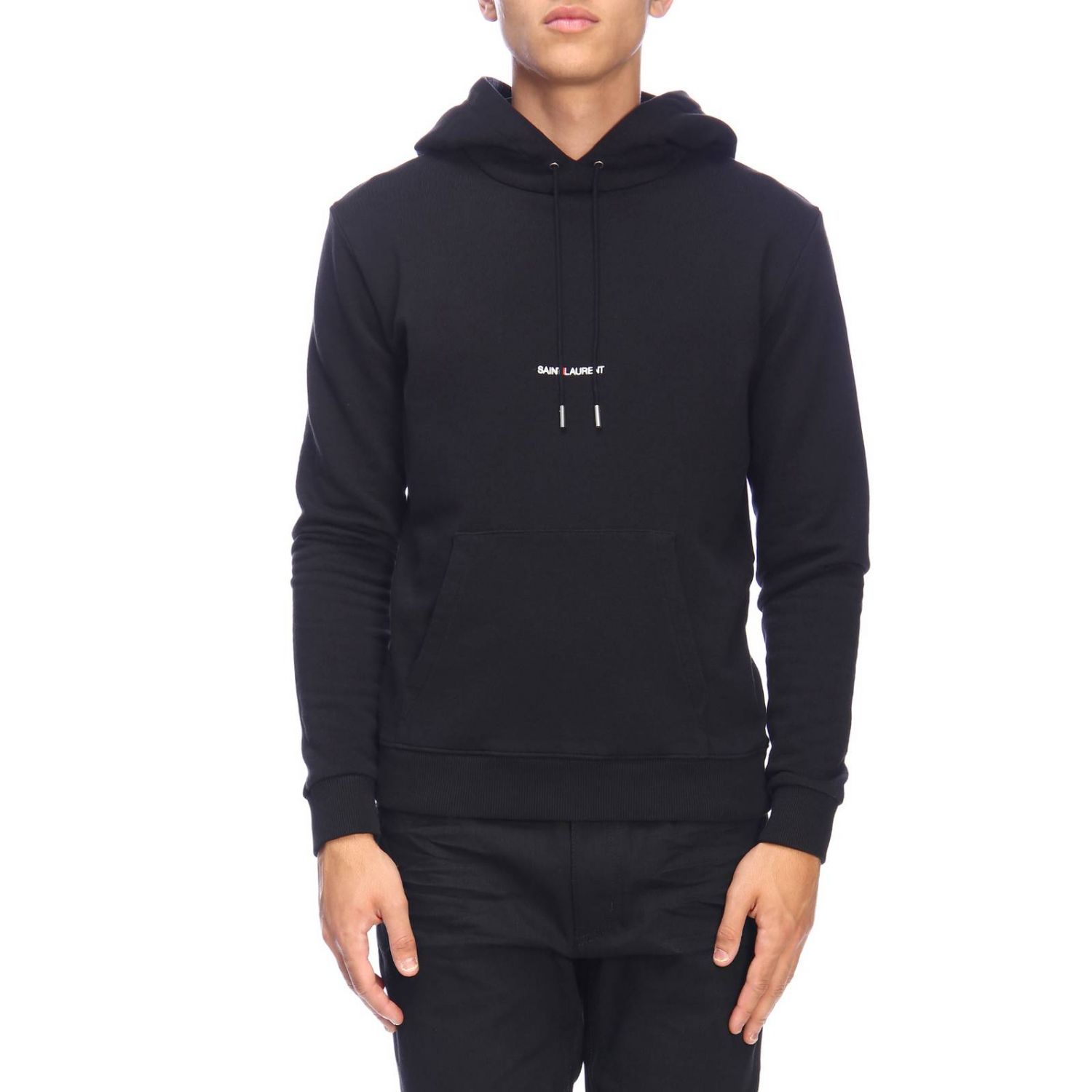 Saint Laurent Outlet: Felpa basic con cappuccio e micro stampa - Nero ... Saint Laurent Outlet: Felpa basic con cappuccio e micro stampa - Nero ...
