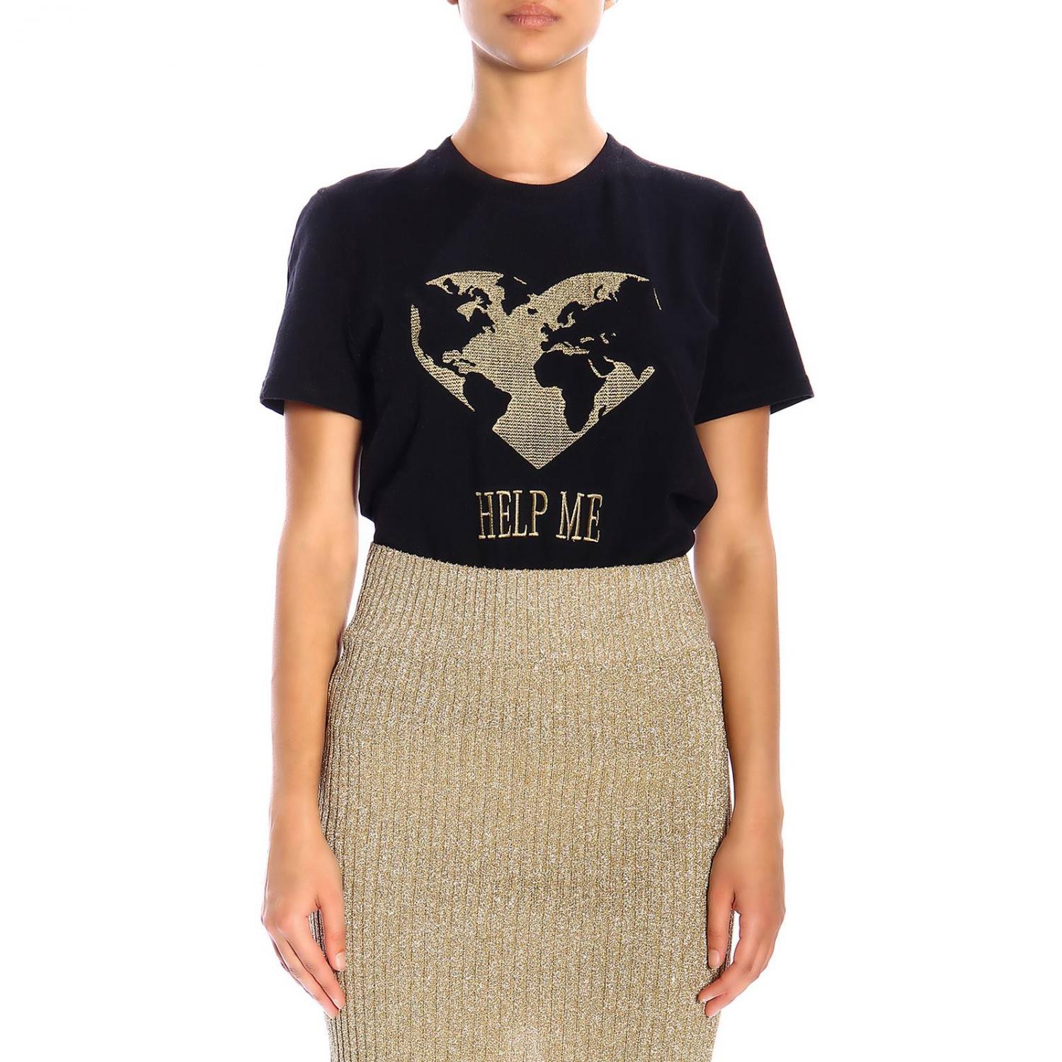 Alberta Ferretti Outlet: short-sleeved T-shirt with lurex embroidery ...
