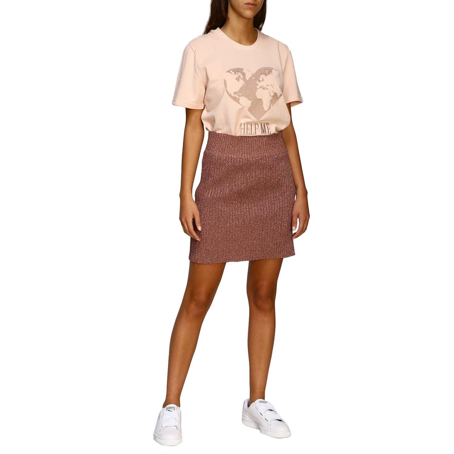 Alberta Ferretti Outlet: short-sleeved T-shirt with lurex embroidery ...