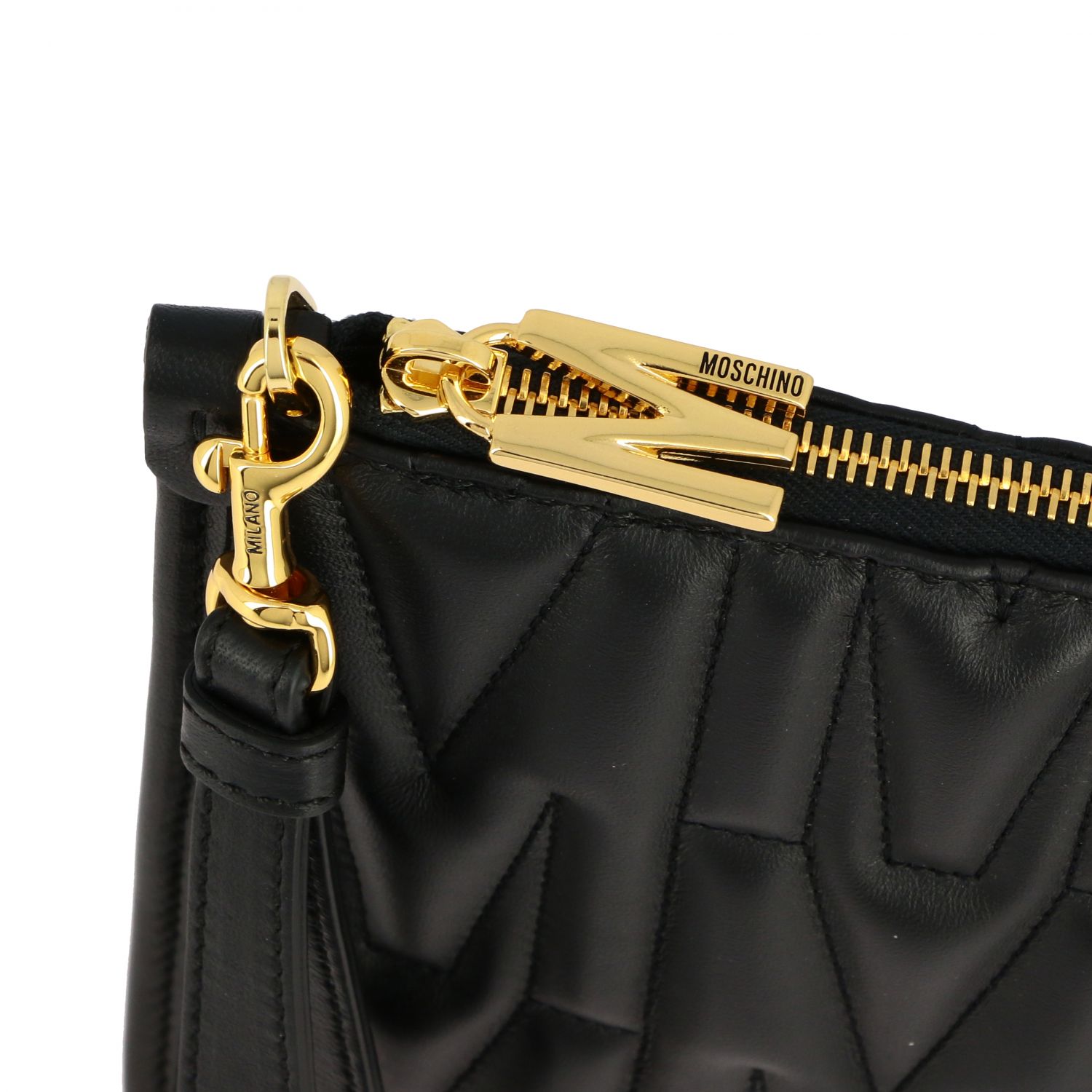 Moschino Couture Outlet: clutch bag in quilted leather with big ...