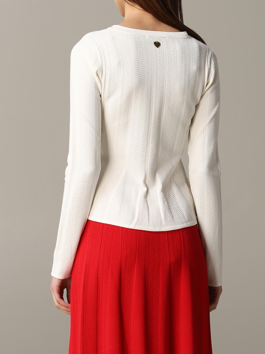 Twin Set Crew Neck Cardigan Sweater Twin Set Women Yellow Cream