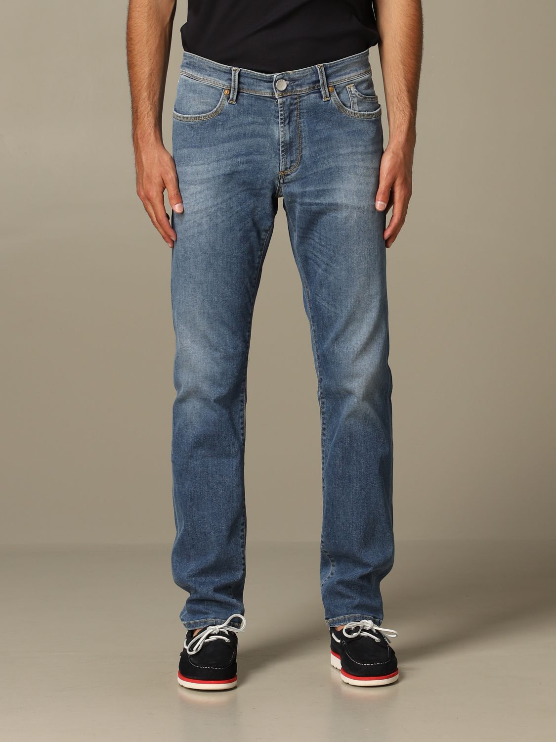 Jeckerson Outlet: slim stretch jeans with bottom 17 - Stone Washed ...