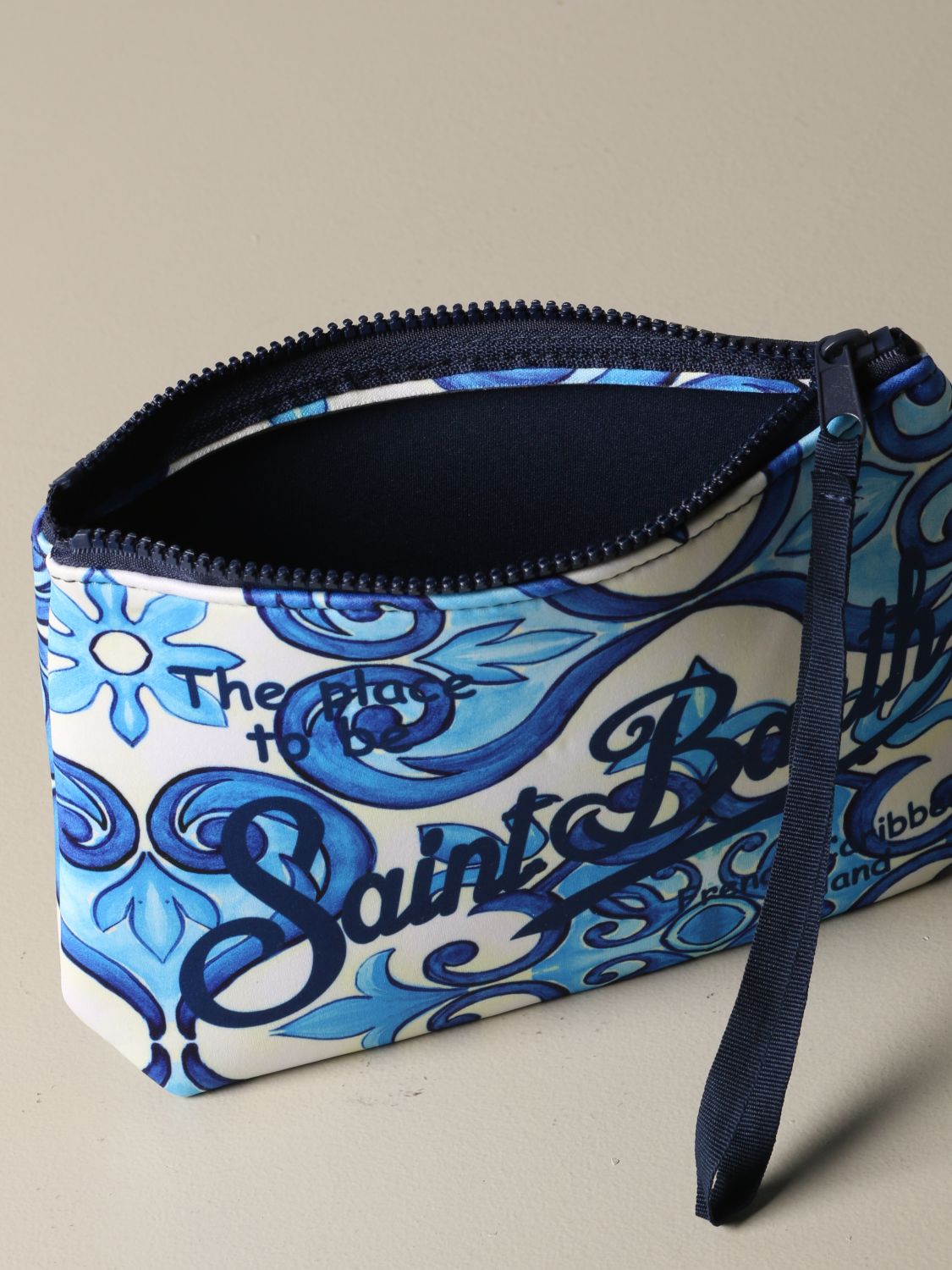 MC2 SAINT BARTH: Pochette con stampa majolica - Azzurro | Borsa Mini ...