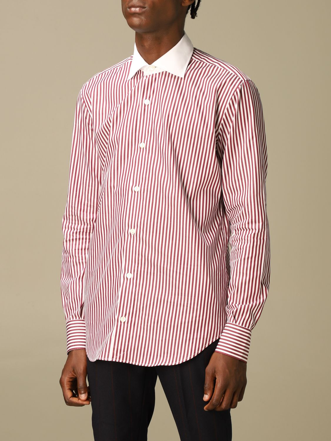 Eleventy Outlet Platinum Shirt In Wadded Cotton Burgundy Shirt Eleventy B75camb02