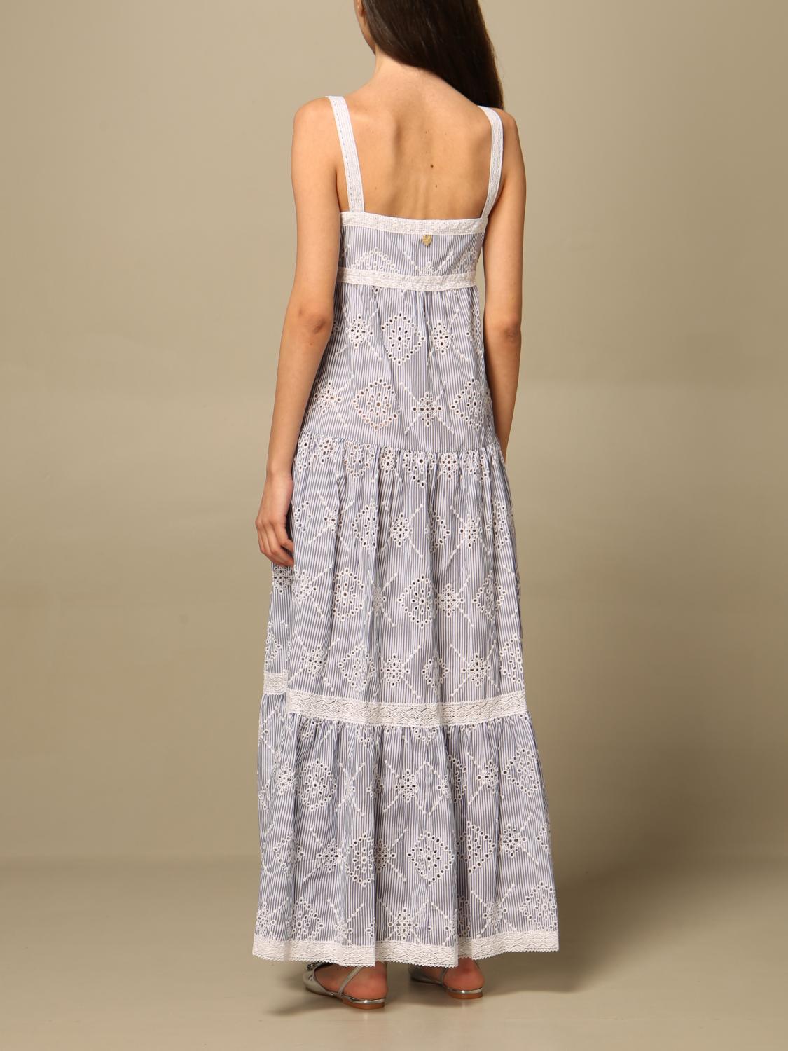 TWINSET: Twin-set long dress in bicolor Sangallo | Dress Twinset Women ...