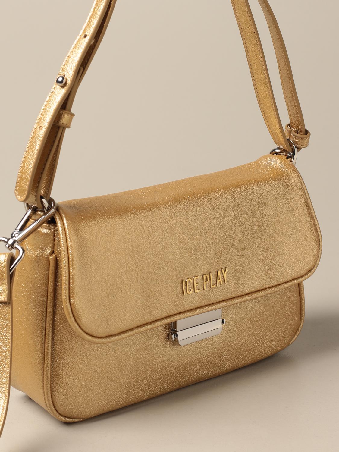 Ice Play Crossbody Bag In Glitter Synthetic Leather Gold Ice Play
