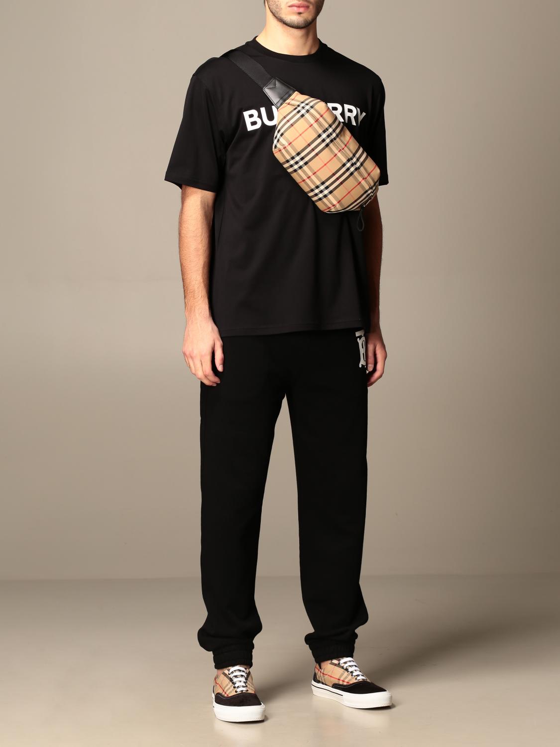 Burberry Letchford Cotton T Shirt With Logo Black Burberry T Shirt