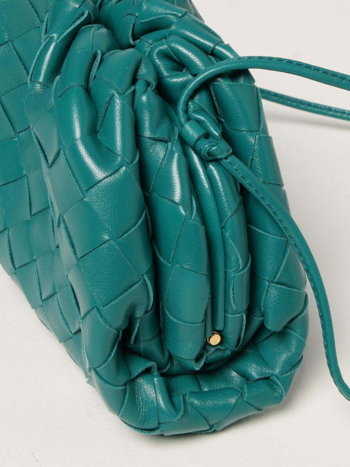 BOTTEGA VENETA Mini Salon 01 Clutch Pouch In Woven Leather Teal bottega-veneta-mini-salon-01-clutch-pouch-in-woven-leather-teal