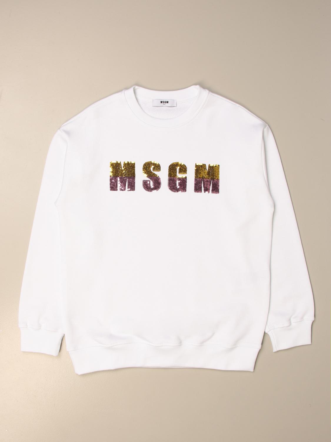 MSGM KIDS: crewneck sweatshirt with sequin logo | Sweater Msgm Kids ...