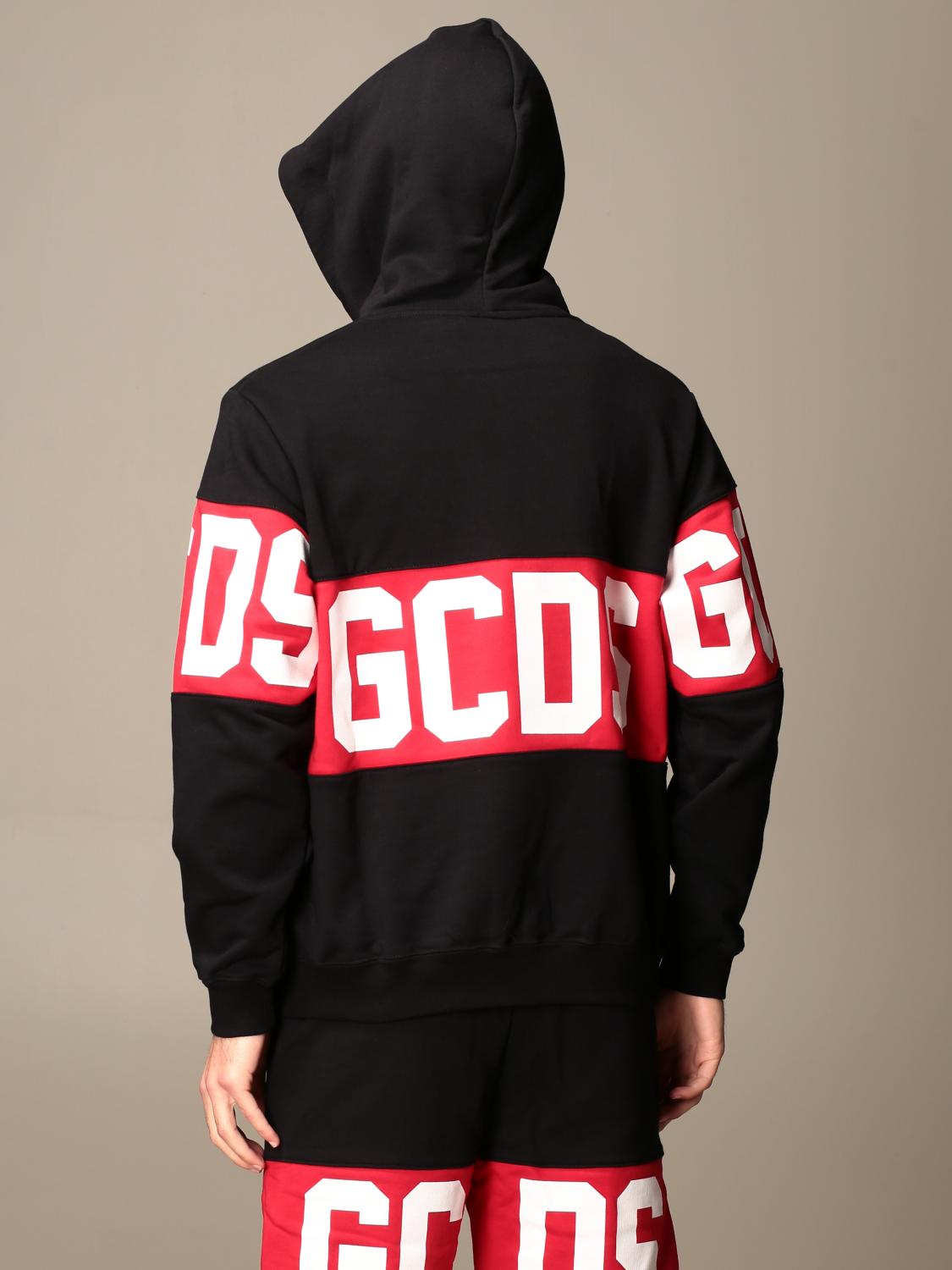 GCDS: Felpa con cappuccio con banda e logo | Felpa Gcds Uomo Nero ... GCDS: Felpa con cappuccio con banda e logo | Felpa Gcds Uomo Nero ...