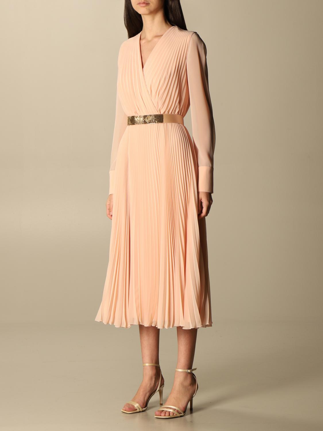 MAX MARA Sidra Midi Dress With Jewel Belt Dress Max Mara Women Blush MAX MARA Sidra Midi Dress With Jewel Belt Dress Max Mara Women Blush