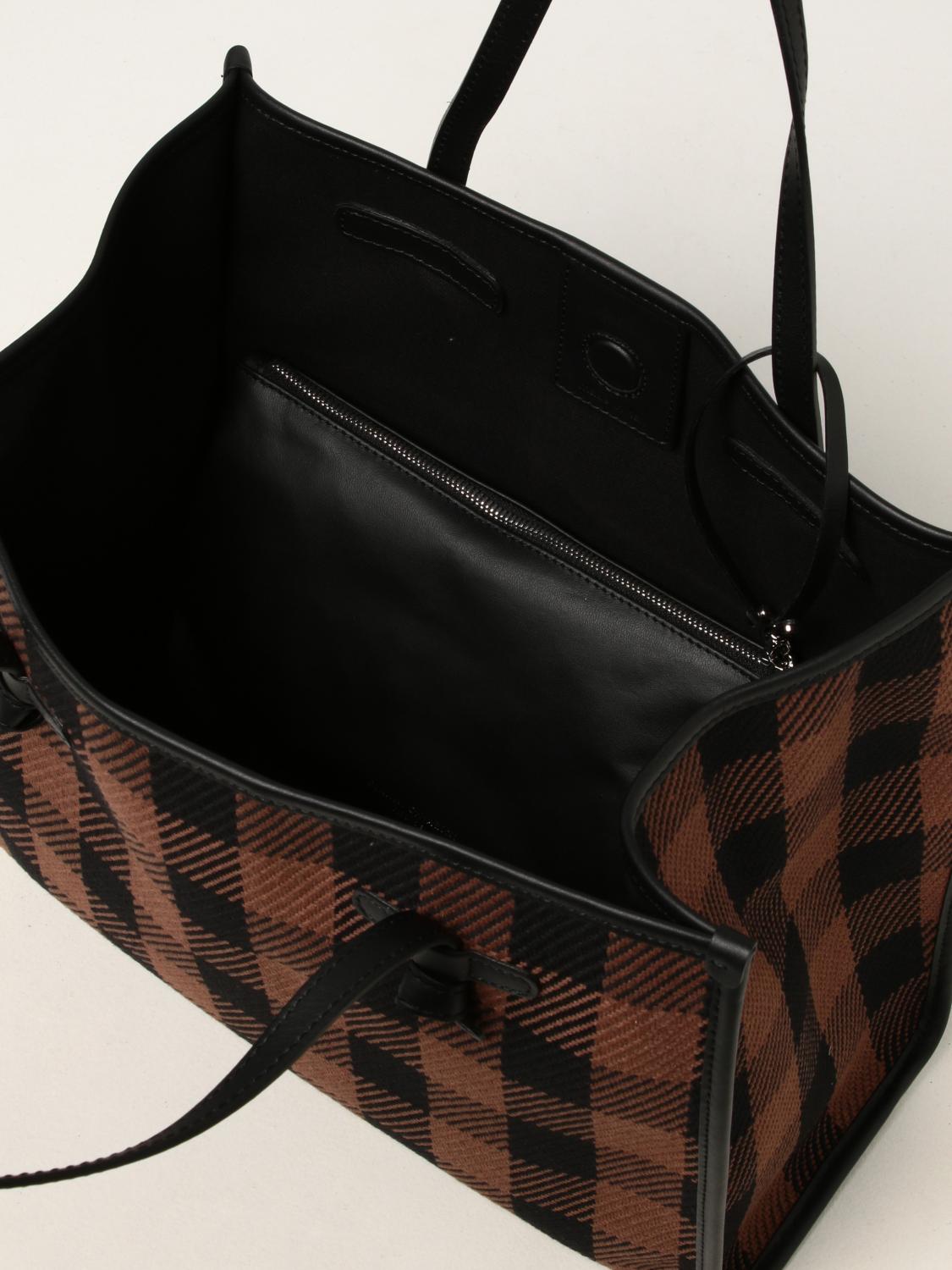 GIANNI CHIARINI CLUB MARCELLA: bag in check fabric - Brown | Tote Bags ...