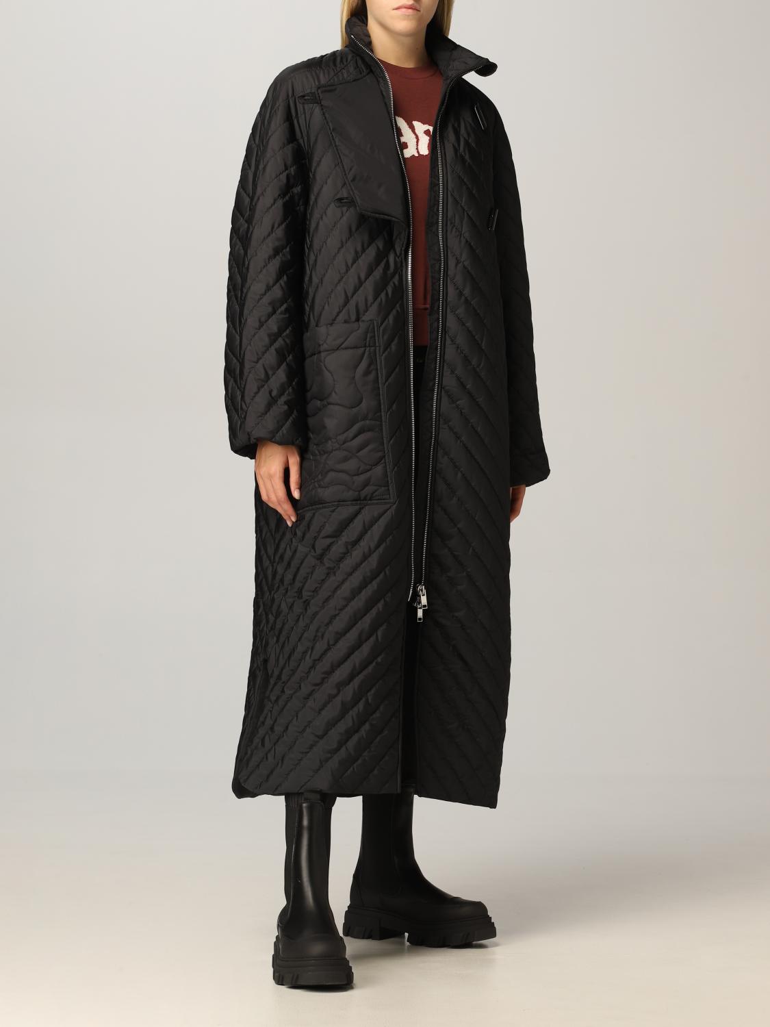 GANNI: parka in technical fabric - Black | Jacket Ganni F6199 GIGLIO.COM