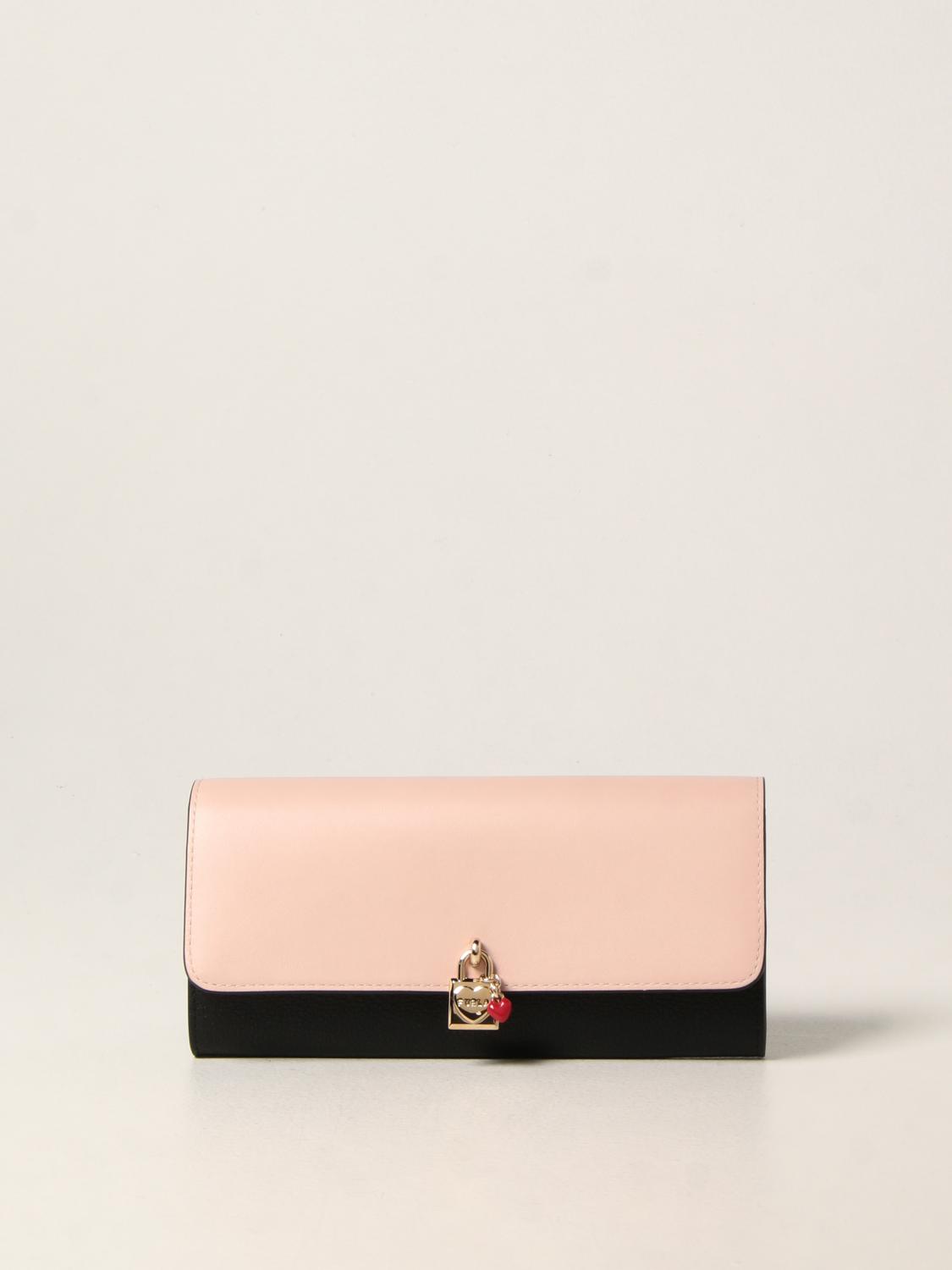 FURLA: continental wallet in leather - Pink | Furla wallet ...