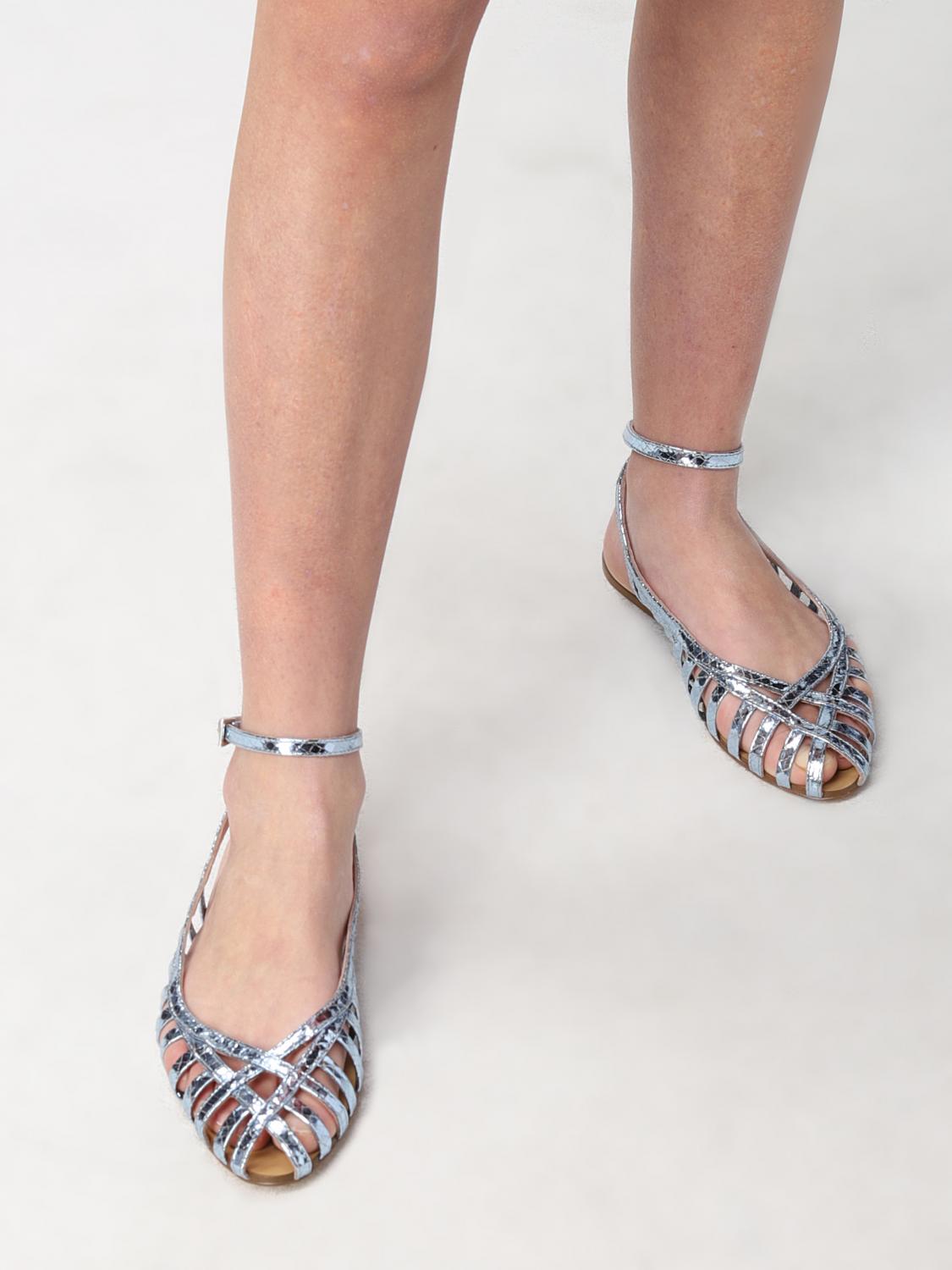 ANNA F.: flat sandals in laminated leather with snake print - Gnawed ...