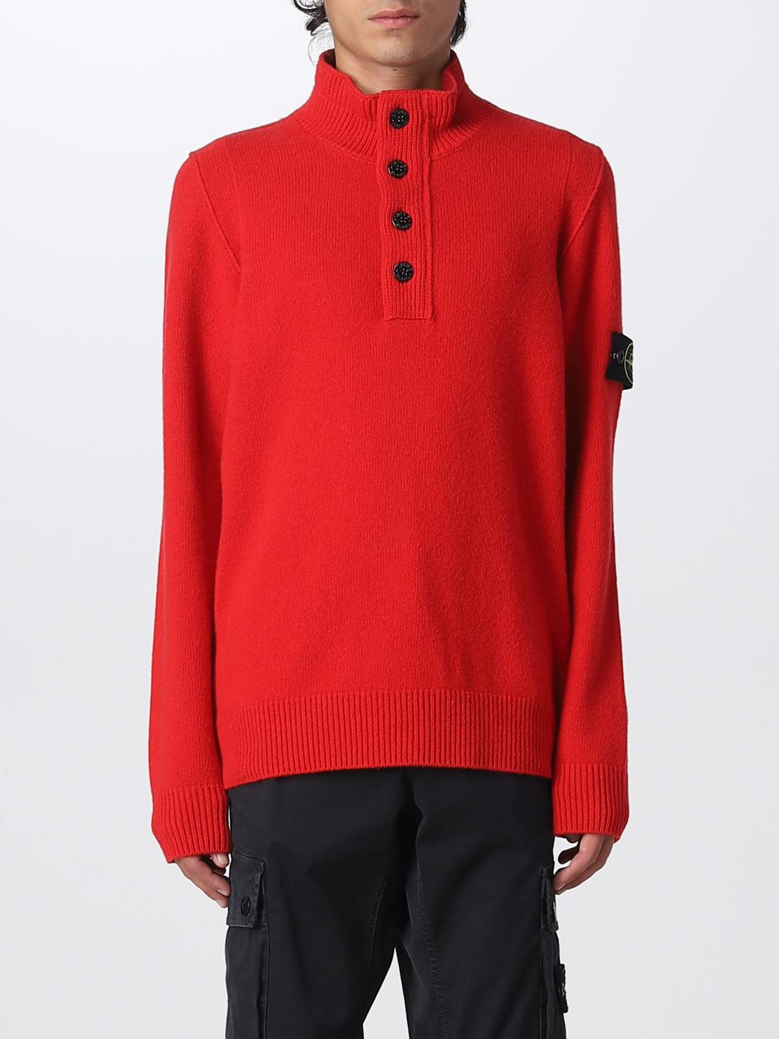 STONE ISLAND: Pull homme - Rouge | Pull Stone Island 540A3 en ligne sur ...