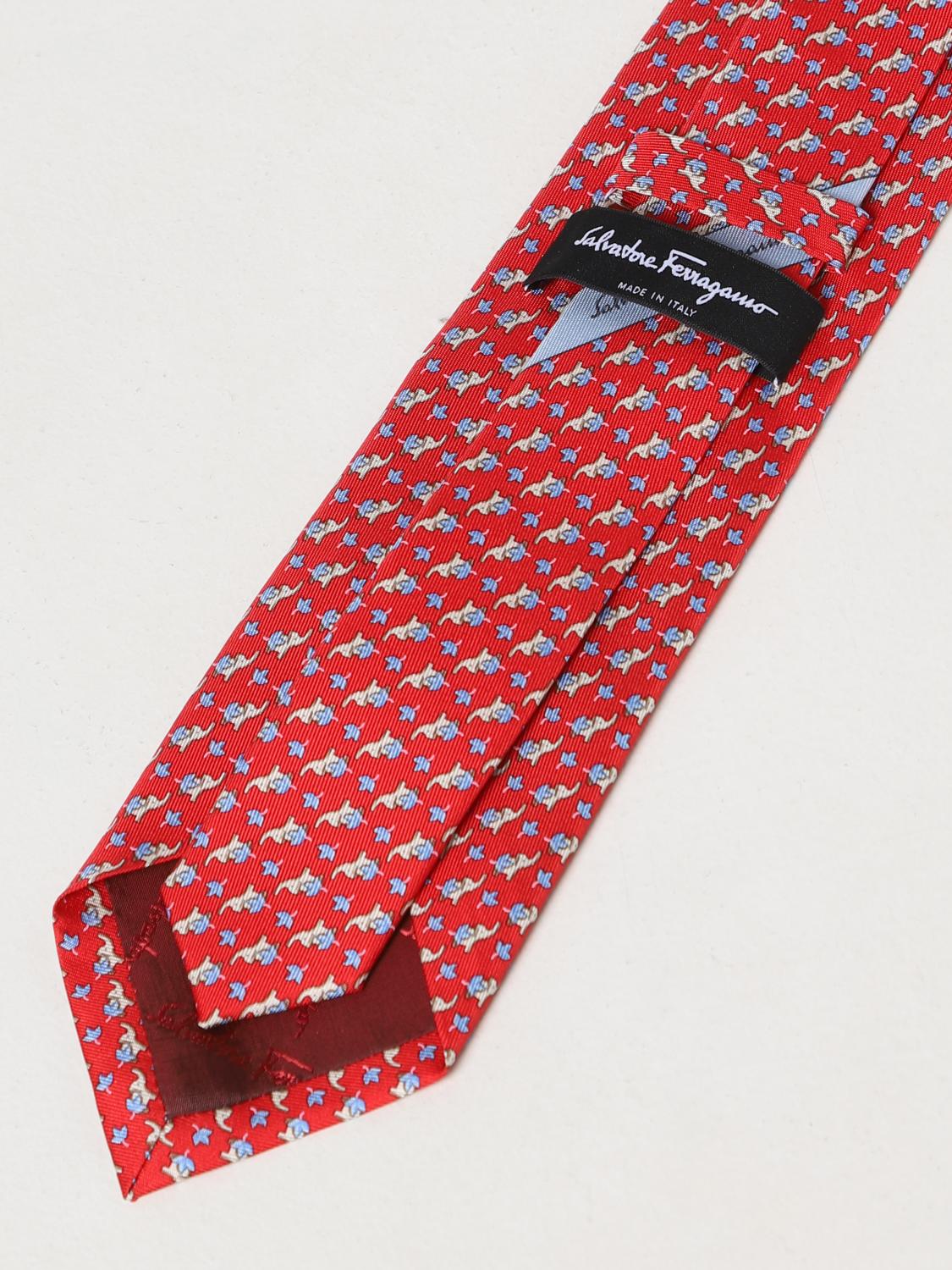 SALVATORE FERRAGAMO: silk tie with elephants - Red | Tie Salvatore ...