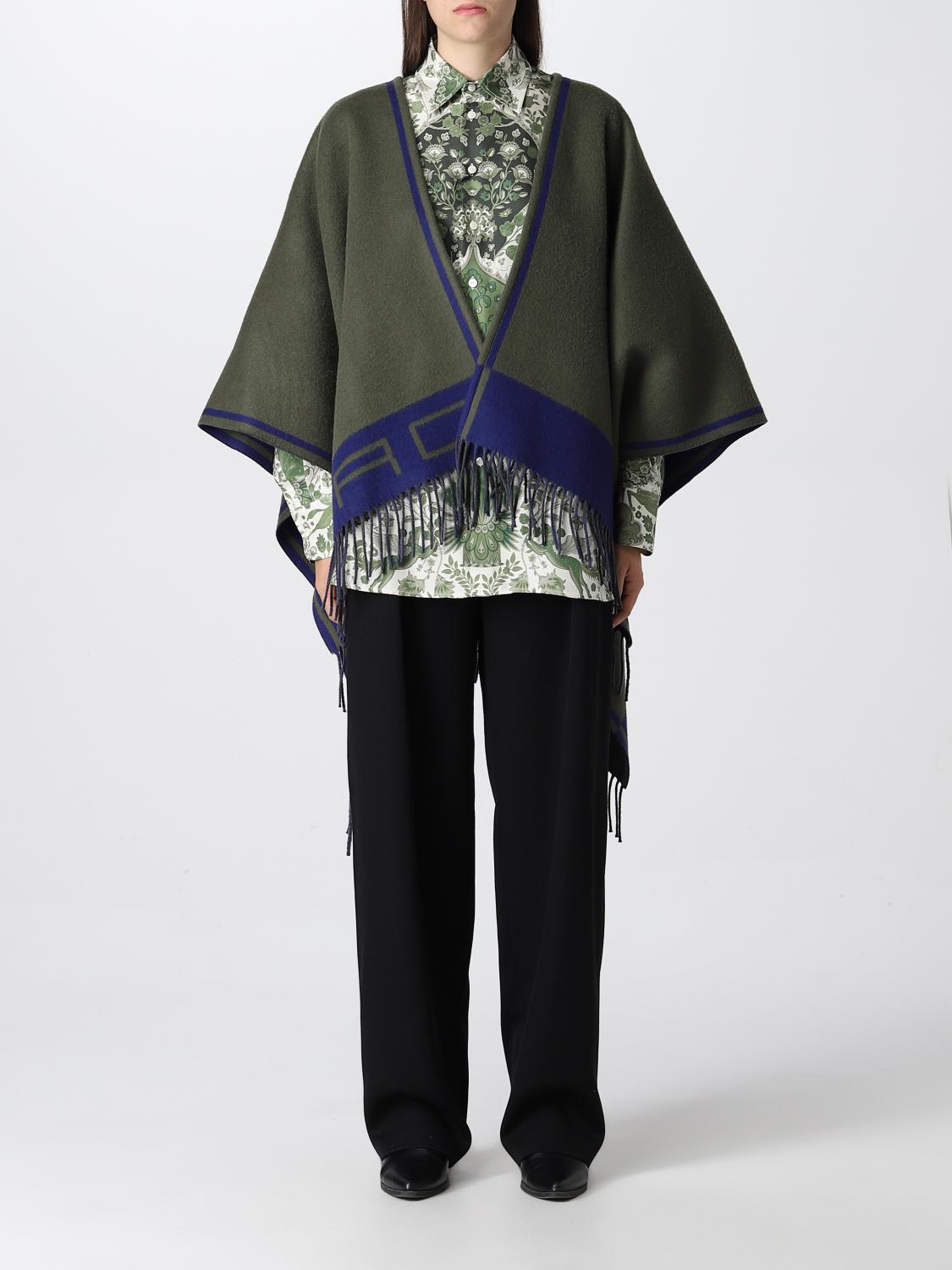 ETRO: cape with logo - Green | Etro cape 171239502 online on GIGLIO.COM