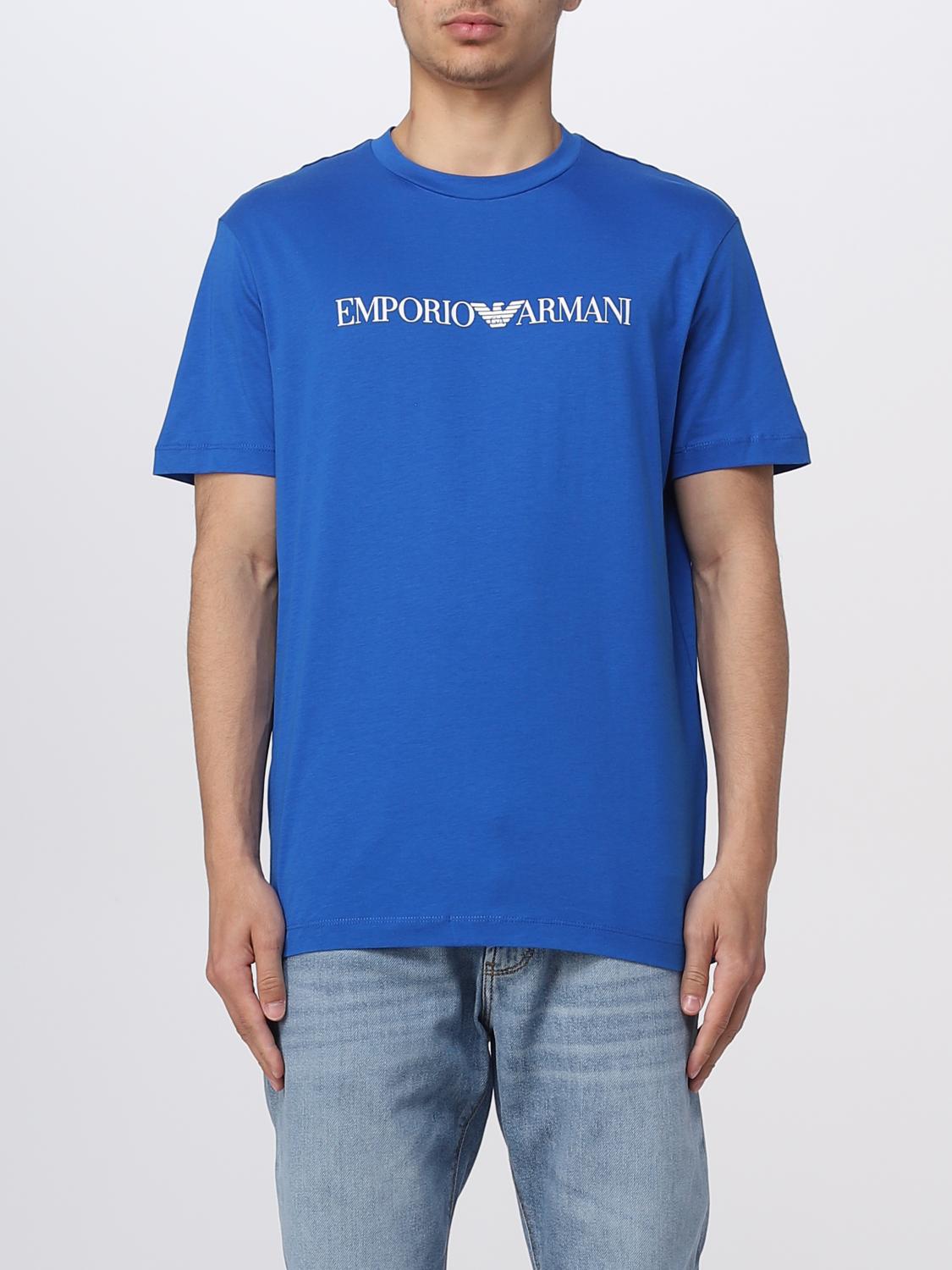 Emporio Armani Outlet Cotton T Shirt Blue 3 Emporio Armani T Shirt
