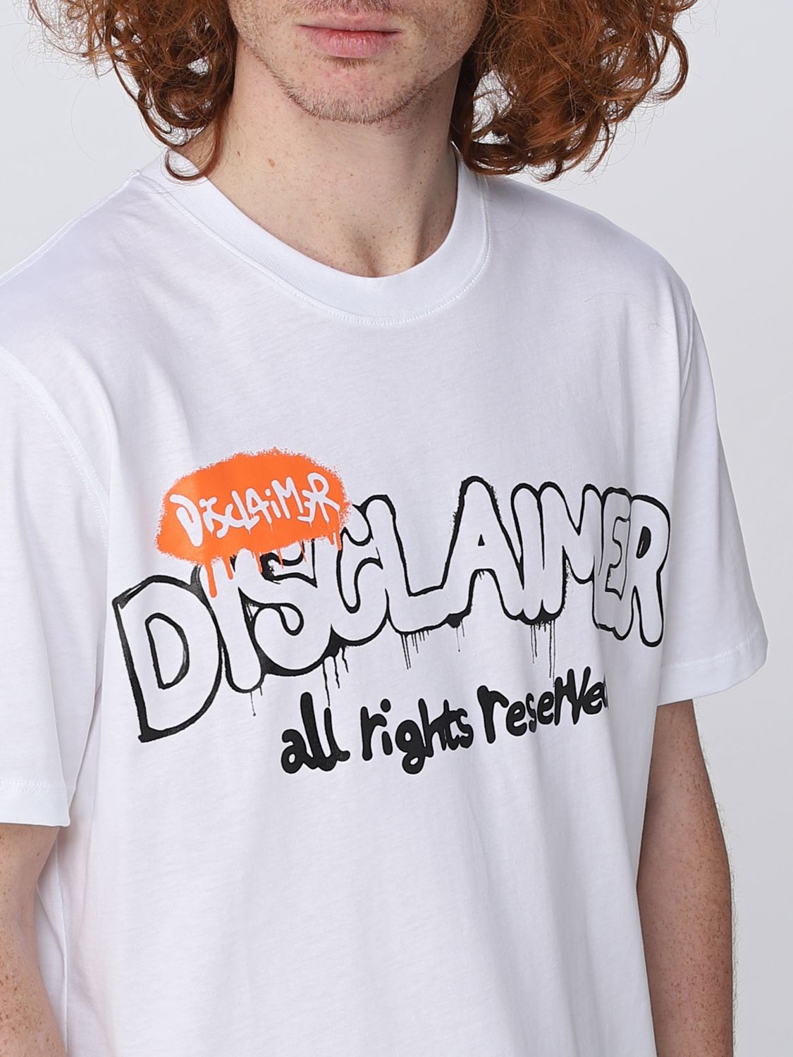 DISCLAIMER: t-shirt for man - White | Disclaimer t-shirt 23EDS53488 ...