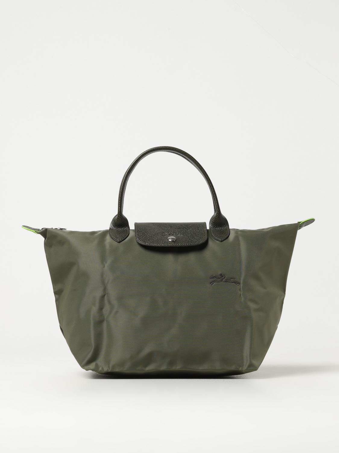 LONGCHAMP: Le Pliage bag in recycled nylon and leather - Green ...