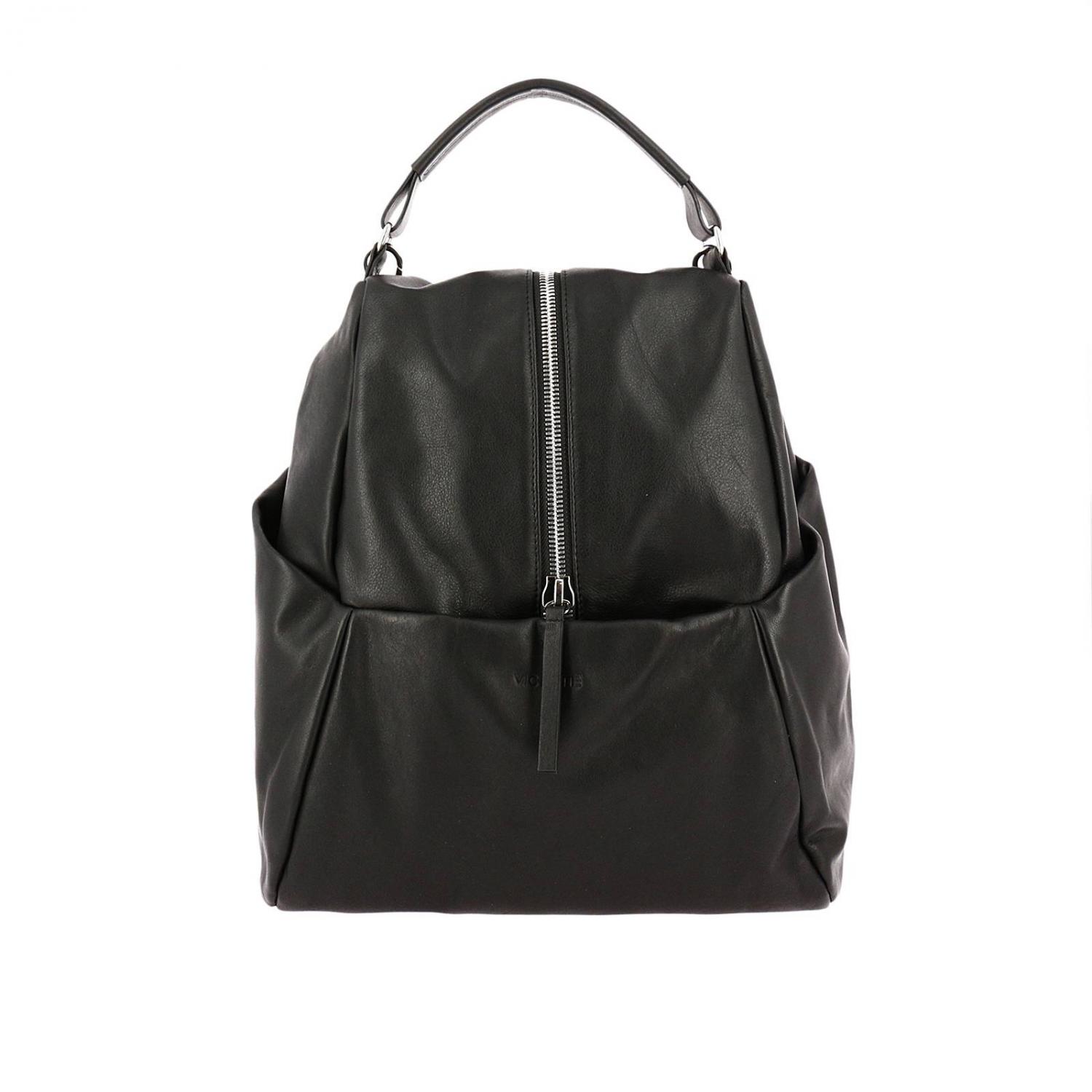 Vic Matiè Outlet: Zaino Velvet 308 full zip in vera pelle con multi tasche - Nero | Zaino Vic ...
