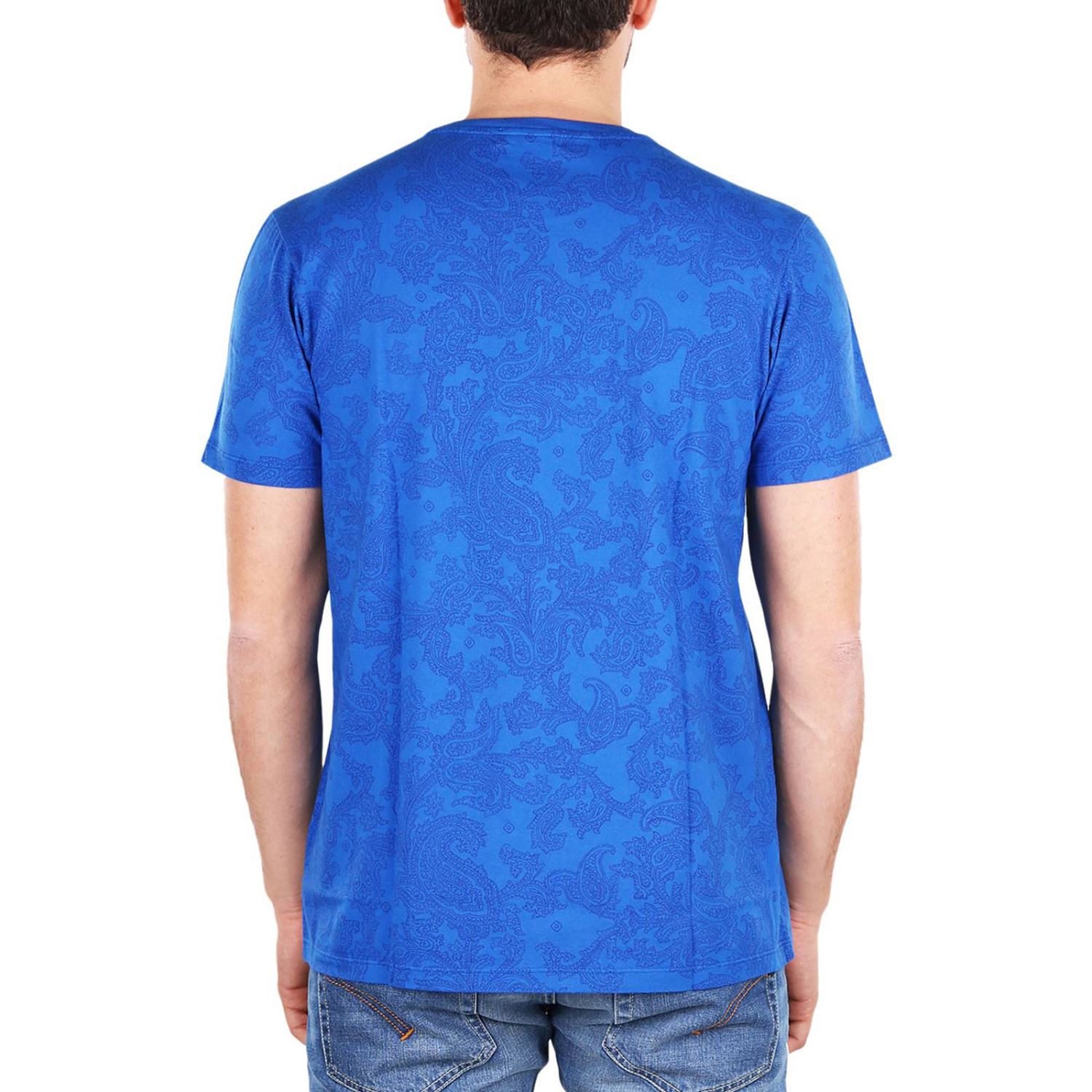 Etro Outlet Maglia A Girocollo In Puro Cotone Con Maxi Stampa Barocca