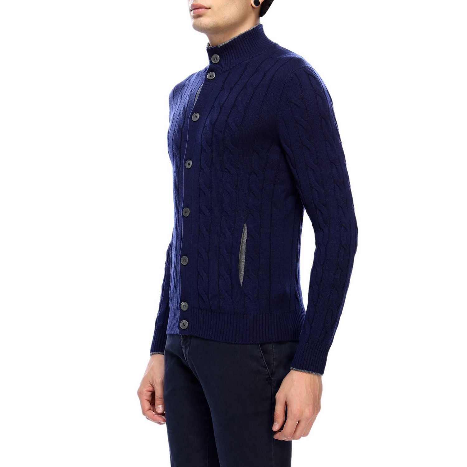 Gran Sasso Outlet: Cardigan men - Blue | Cardigan Gran Sasso 23138 ...