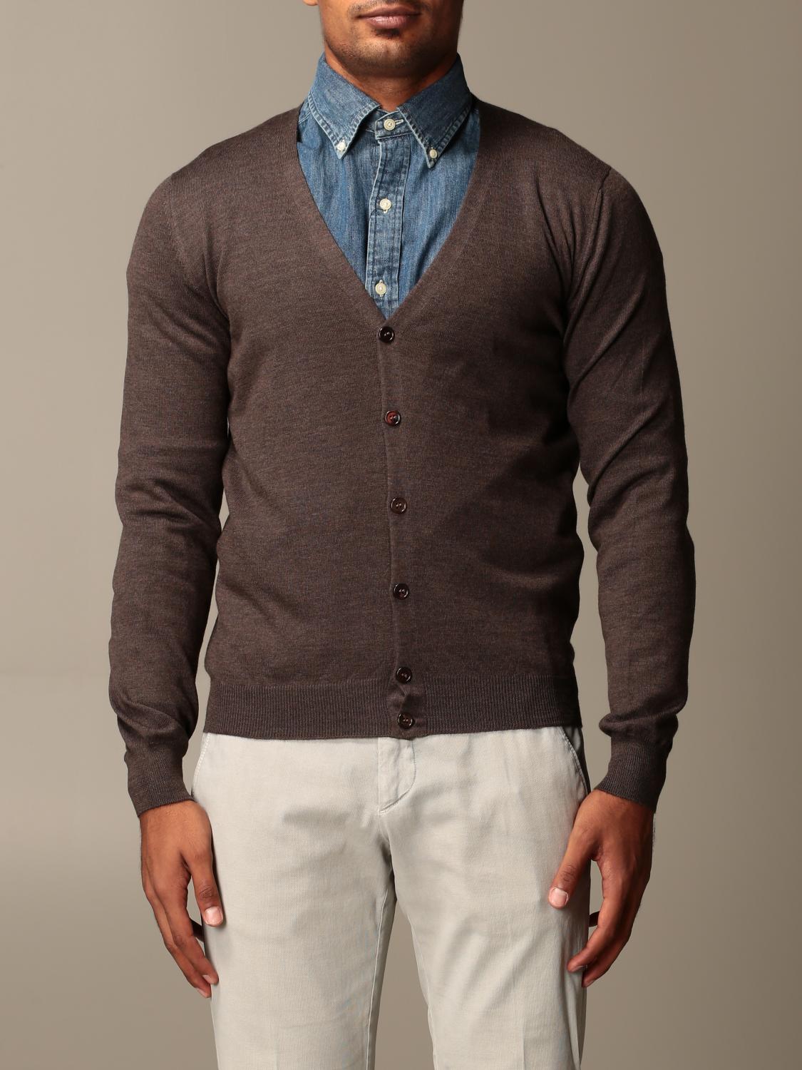 GRAN SASSO: classic v-neck cardigan - Tobacco | Cardigan Gran Sasso ...