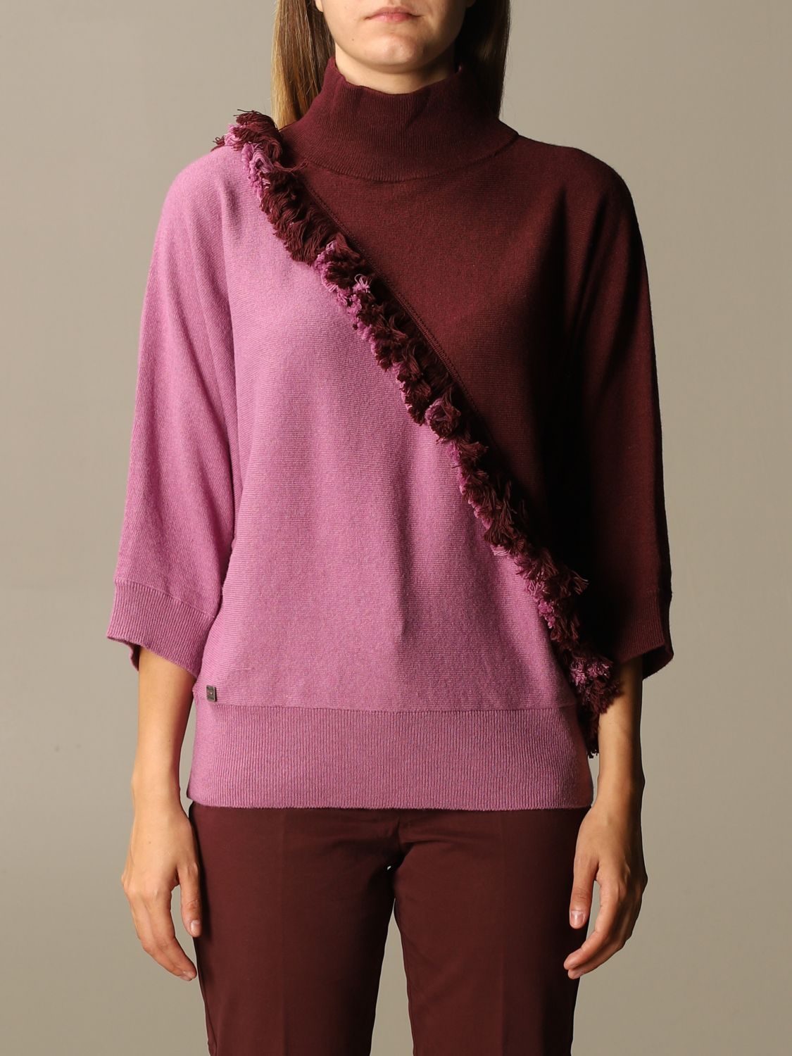 Manila Grace Outlet: bicolor turtleneck with fringes | Sweater Manila ...
