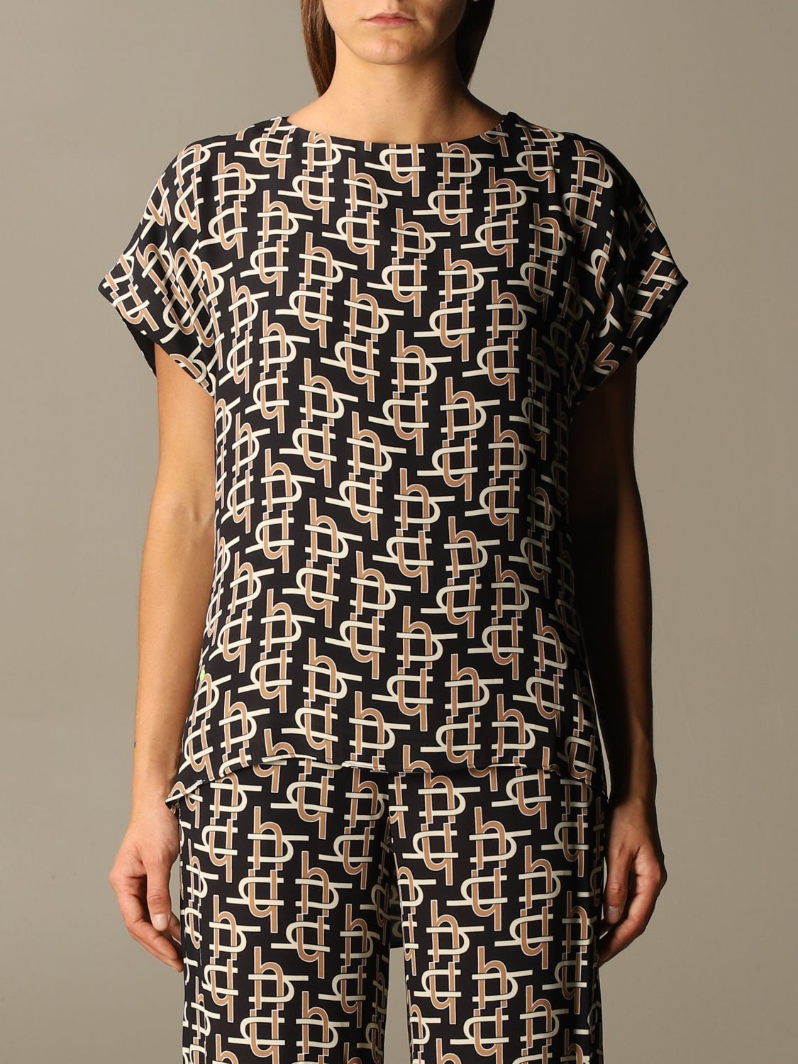 Hanita Outlet: top with all over logo | Top Hanita Women Multicolor ...