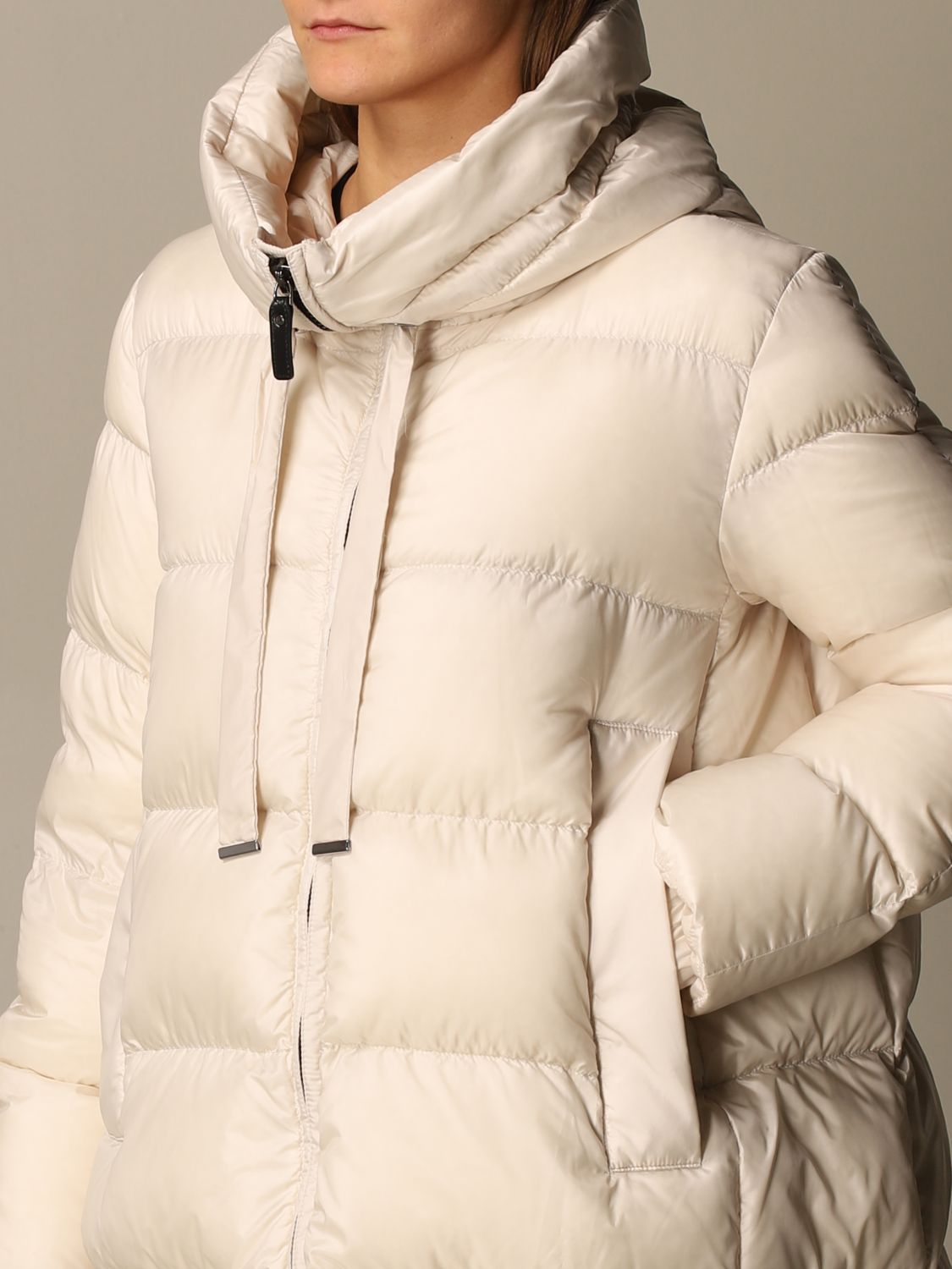 MAX MARA THE CUBE: Piumino con cappuccio - Panna | Giacche Max Mara The ...