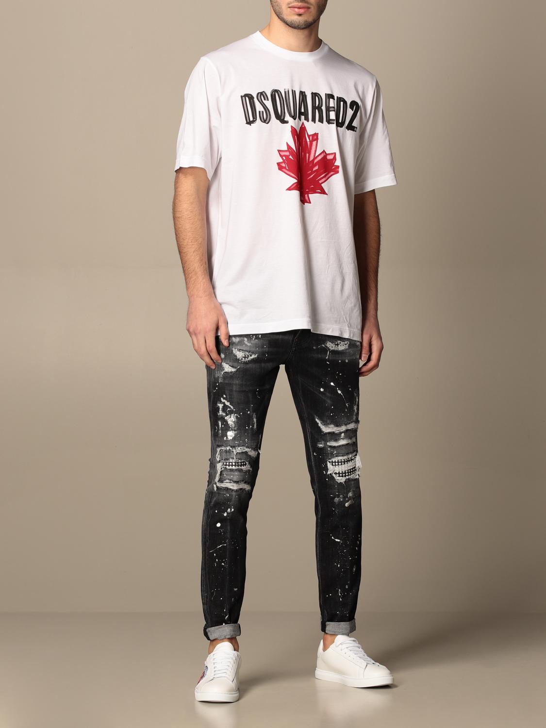 DSQUARED2: jeans in used denim with tears | Jeans Dsquared2 Men Black ...