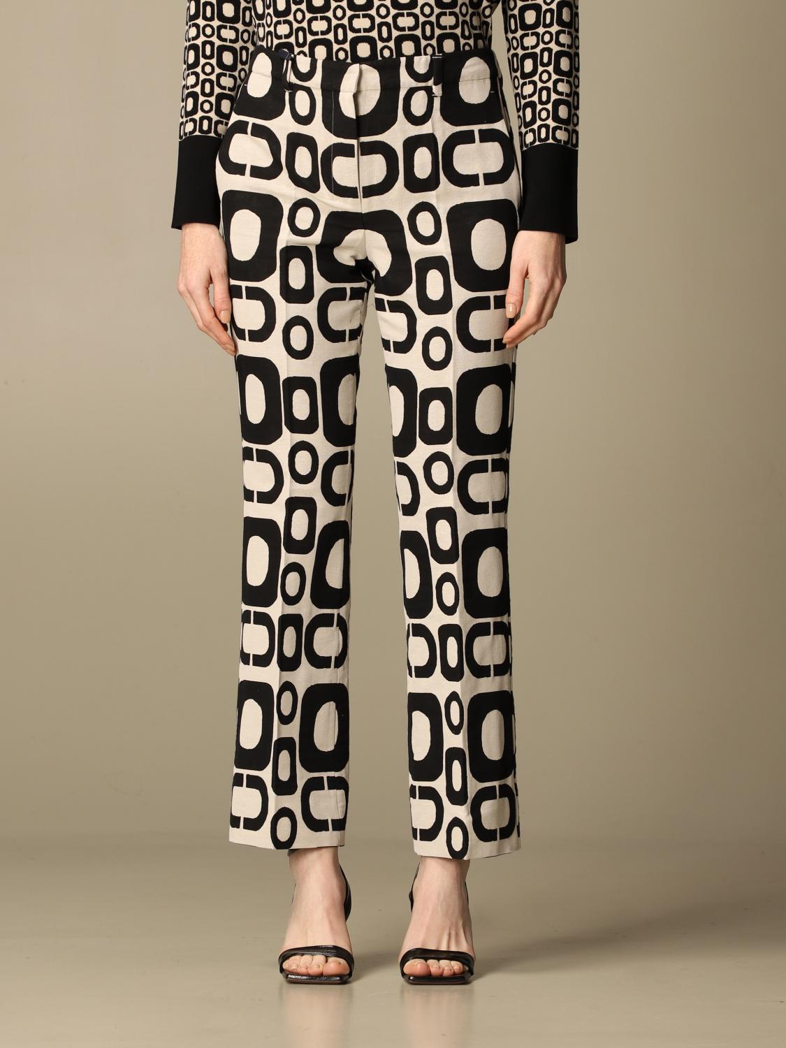 S MAX MARA: trousers with optical print - White | S Max Mara pants ...